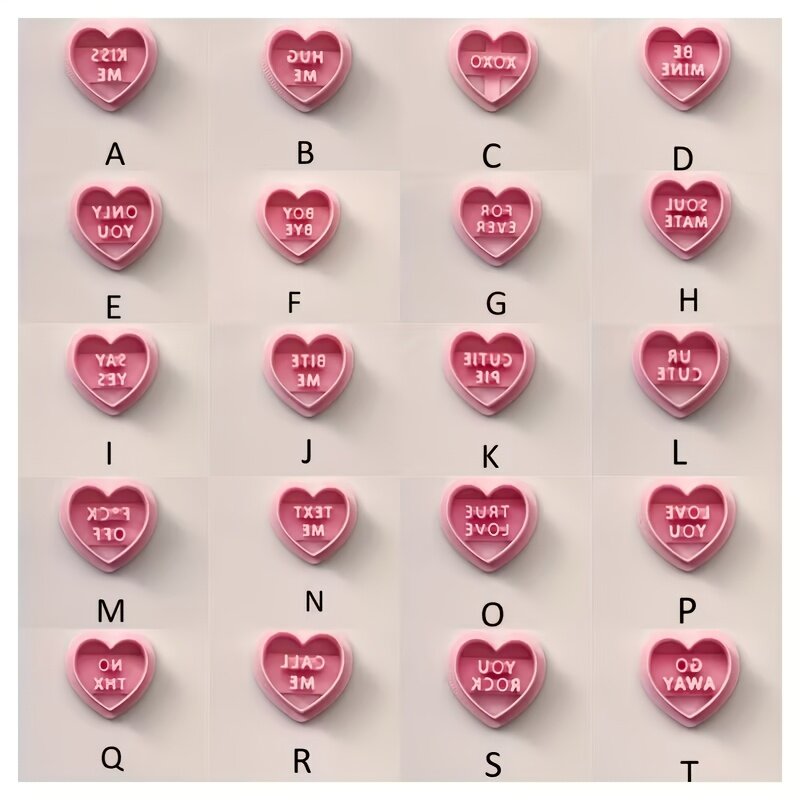 Набор форм для полимерной глины в форме сердца с надписью Love, 20 шт, вырубки и штампы для серьг и ногтей, материал ПЛА