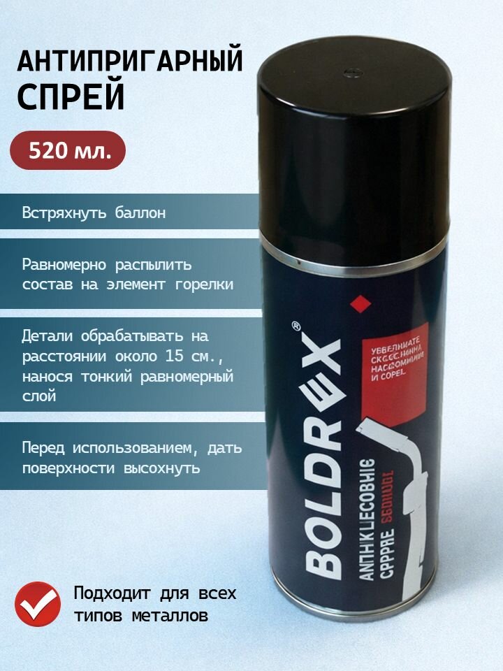 Спрей для сварки Антипригарный сварочный, невоспламеняющийся, защитное средство "сварка без брызг" без силикона 520мл BOLDREX