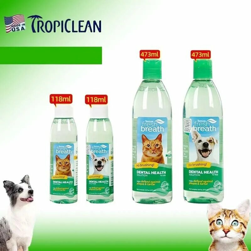 TropiClean Fresh Breath, Clean Tartar, ополаскиватель для полости рта собак, 118 мл