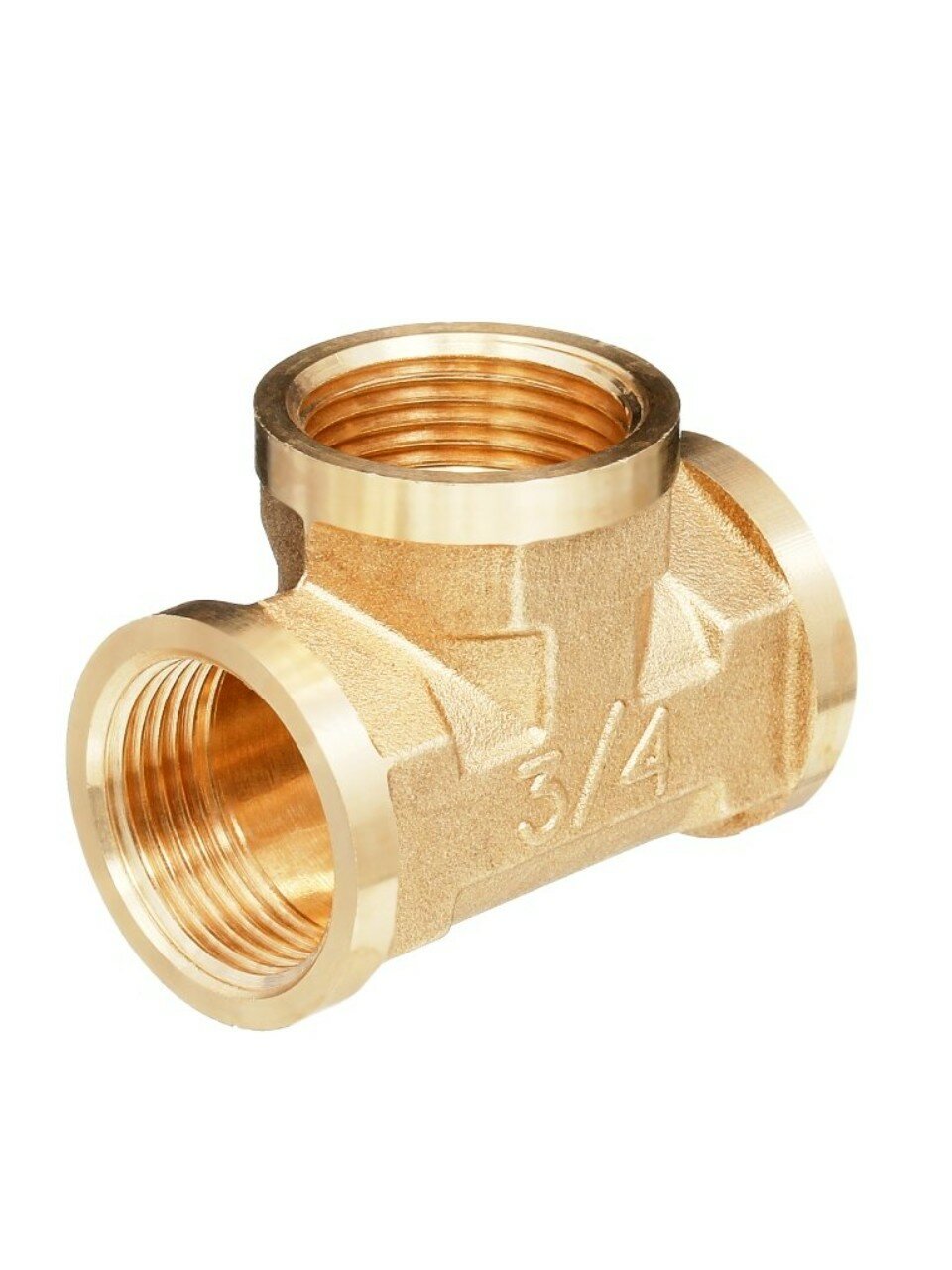 Тройник латунный 3/4 дюйма г-г-г БАЗ, фитинг резьбовой для водопровода, Россия