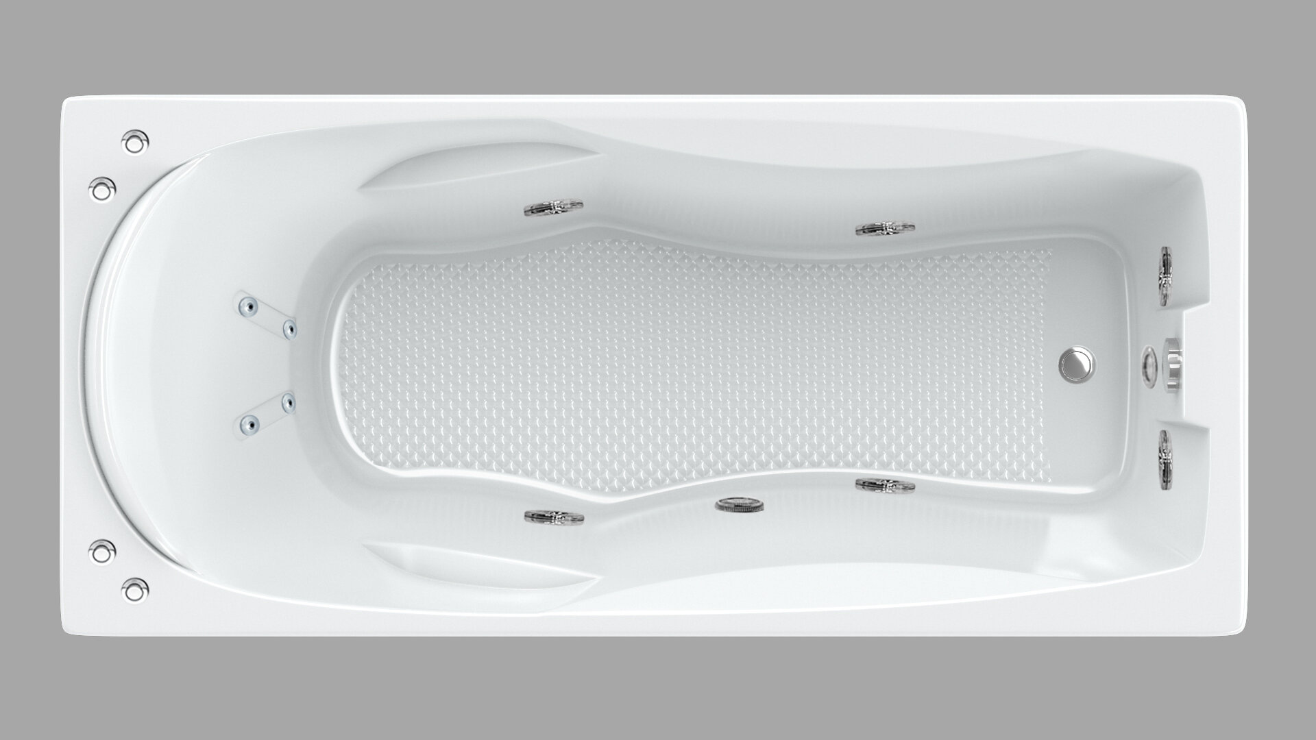 Ванна ALTBACH серия BACH Исланд 170х77 с гидромассажем, спинным массажем на каркасе