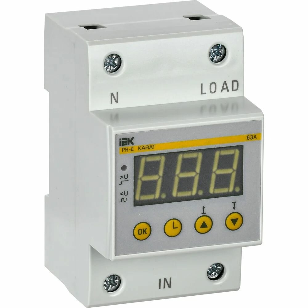 Однофазное реле напряжения IEK рн-д 54мм 63а IVR31-1-63