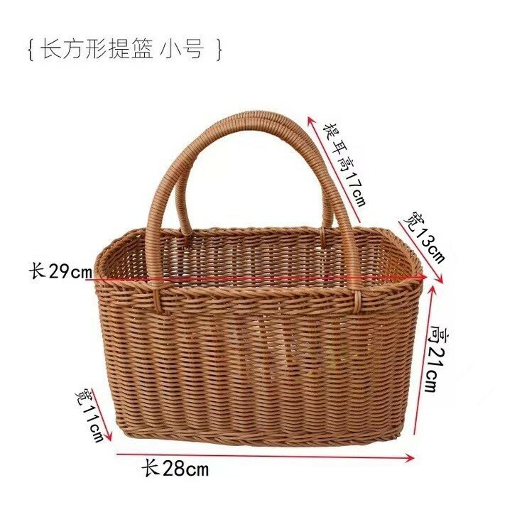 Плетеная садовая корзина для хранения из ротанга, ручная плетеная корзина для пикника, корзина для закусок и фруктов, легко чистится, большая вместимость, винтажное мастерство