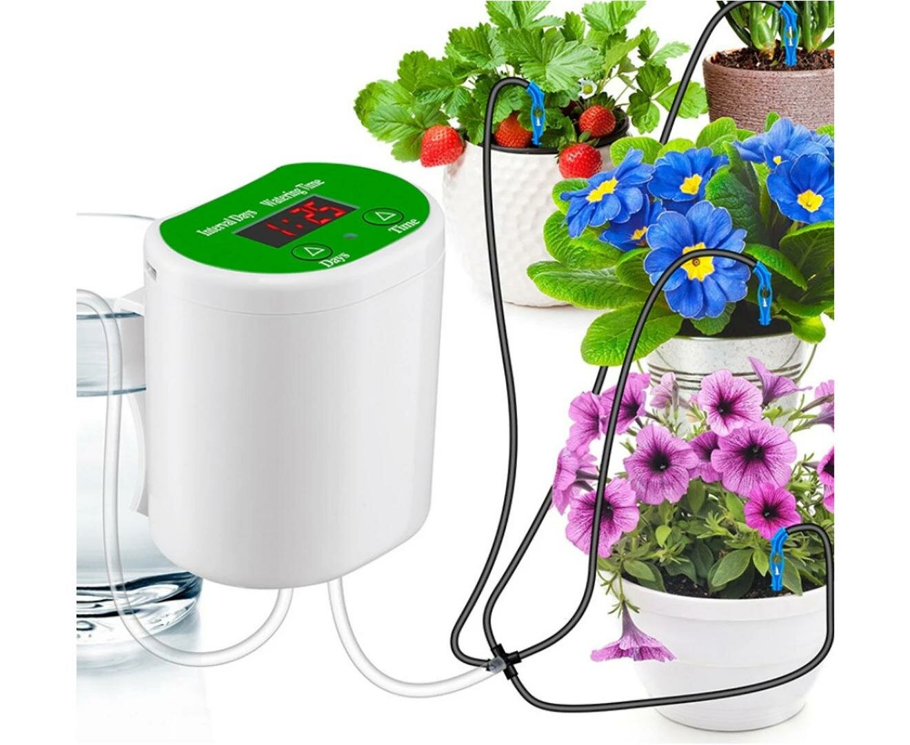 Автоматическая система полива для 12 комнатных растений. Набор для автономного орошения с USB-зарядкой.