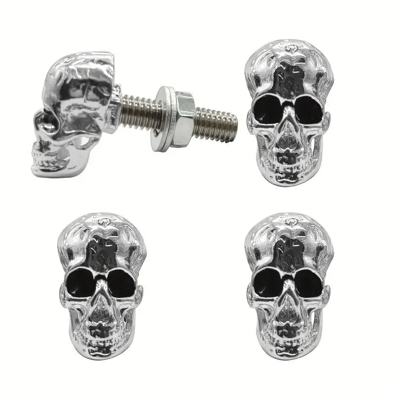 Набор из 4-х деталей для замены болтов номерного знака в виде 3D-черепов для автомобилей и мотоциклов