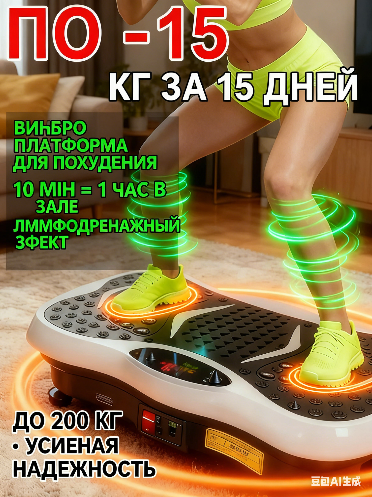 Виброплатформа, вибротренажер, кардио степпер, фитнес-платформа, спортивный тренажер для похудения с эспандерами