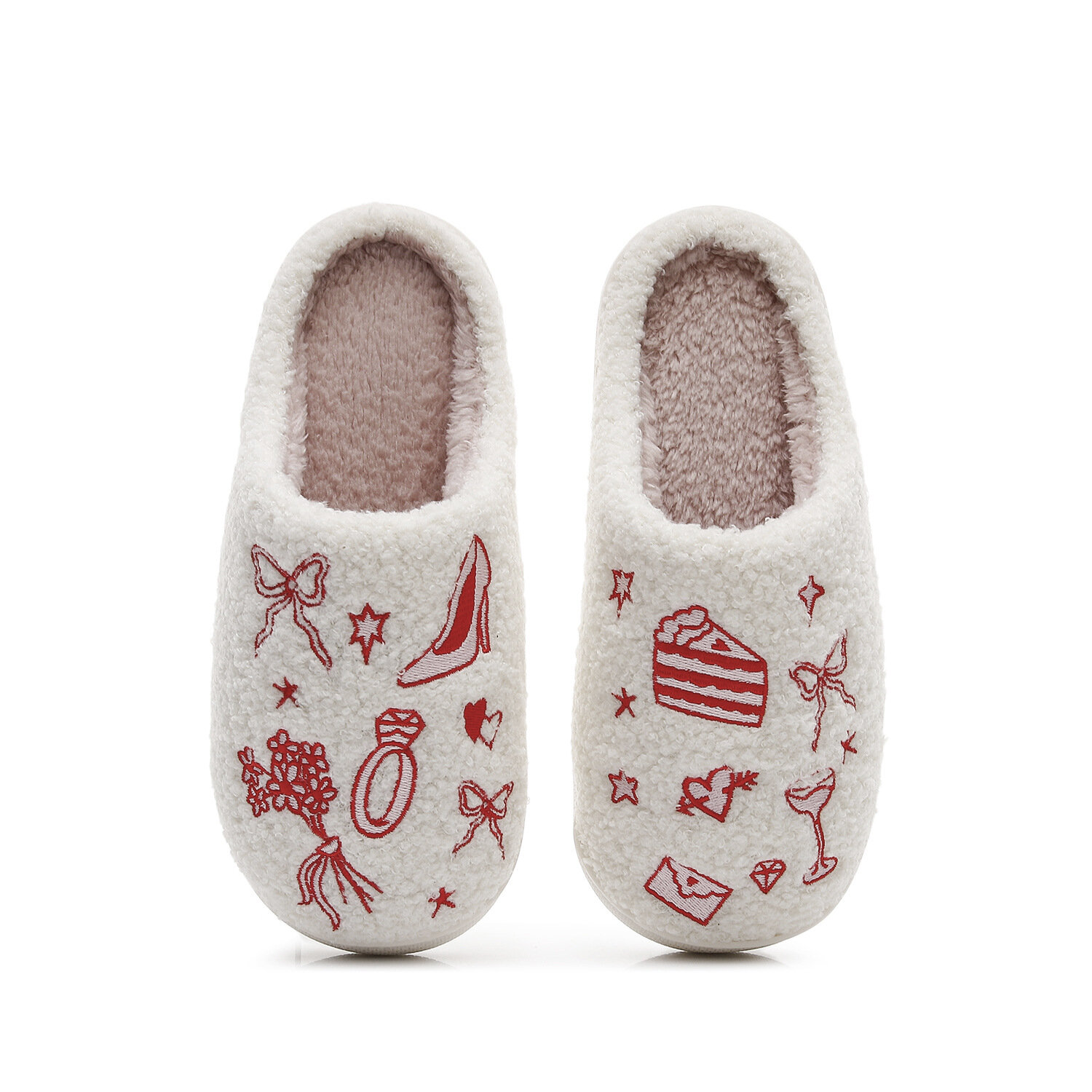 Новые домашние тапочки для женщин с бантиком и узором в виде торта, осенне-зимние хлопковые тапочки, в девичьем стиле.39-40