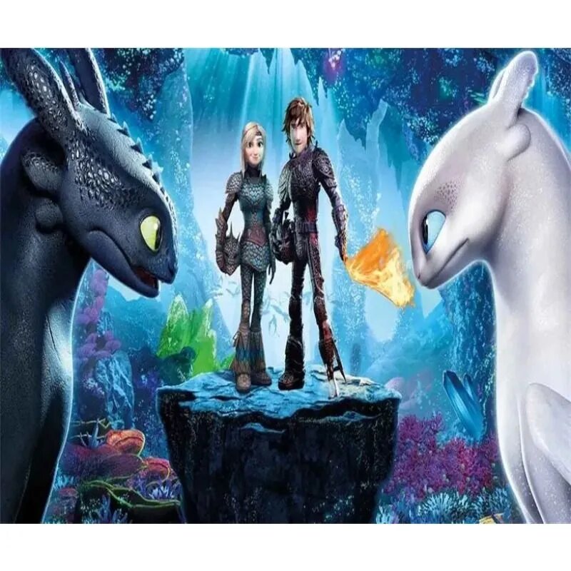 Алмазная Мозаика "Как Приручить Своего Дракона" 40х50 См Алмазная Вышивка / Картина Стразами Подарков / Украшения