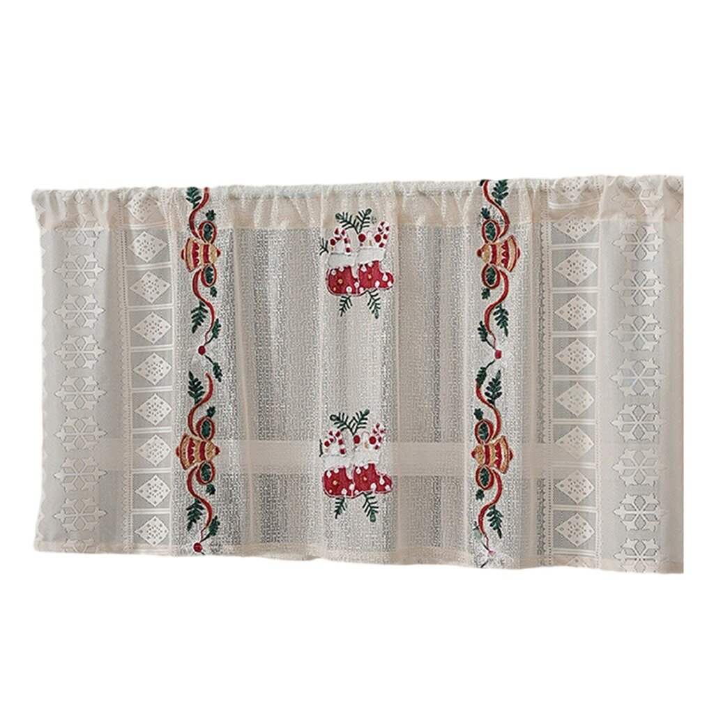 Кружевные рождественские занавески с вышивкой колокольчиком-Рождественские носки-140*100 см