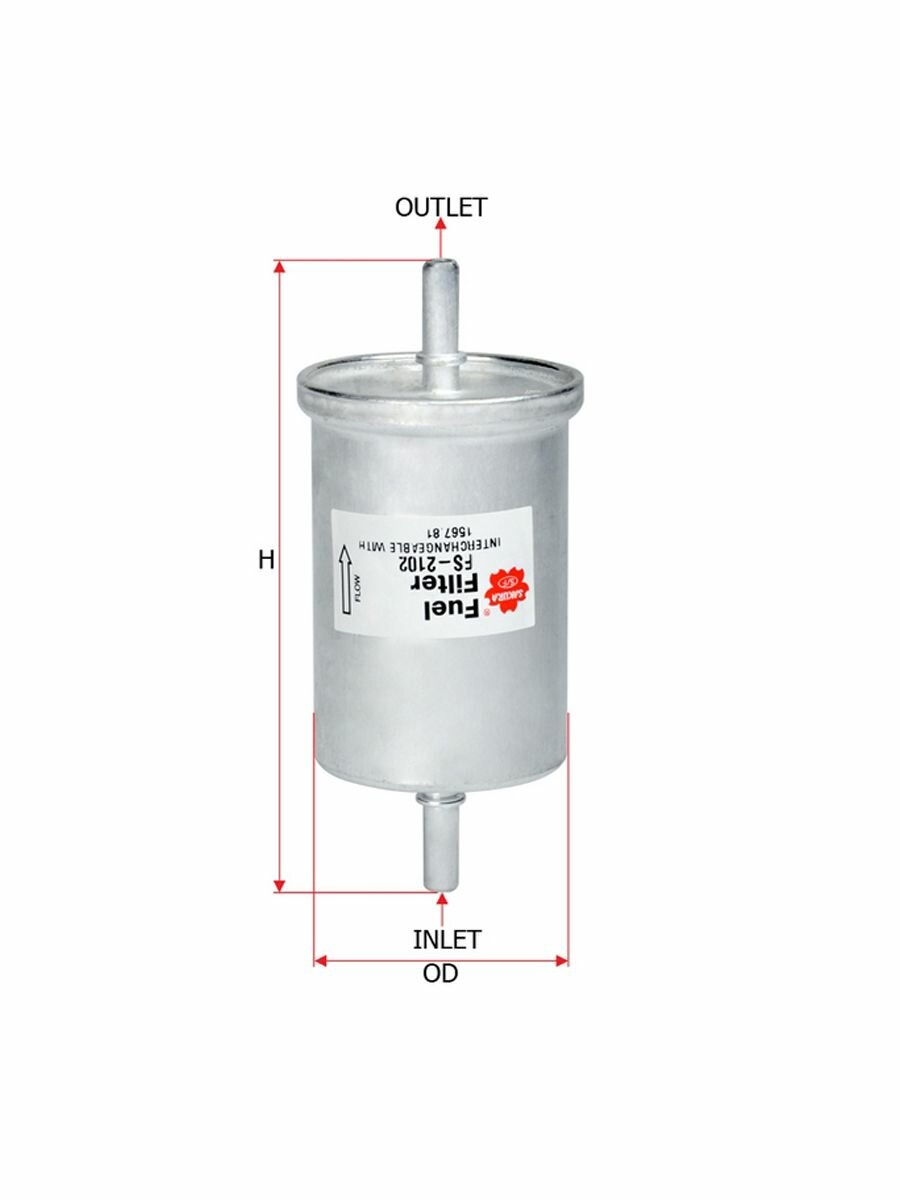 Фильтр топливный Sakura FS2102 для Citroen C5, Peugeot 206 / Ситроен Ц5, Пежо 206