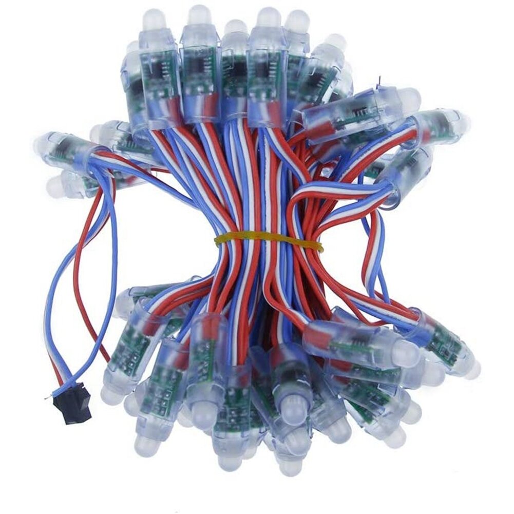 50 шт. 4 м/6,5 м DC5V WS2811 полноцветный светодиодный пиксельный световой модуль 12 мм 15 см провода IP68 водонепроницаемые RGB цифровые светодиодные струны