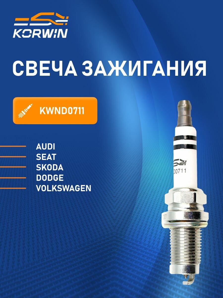 Свеча зажигания KORWIN KWND0711 (аналог PZFR6R) Double Platinum