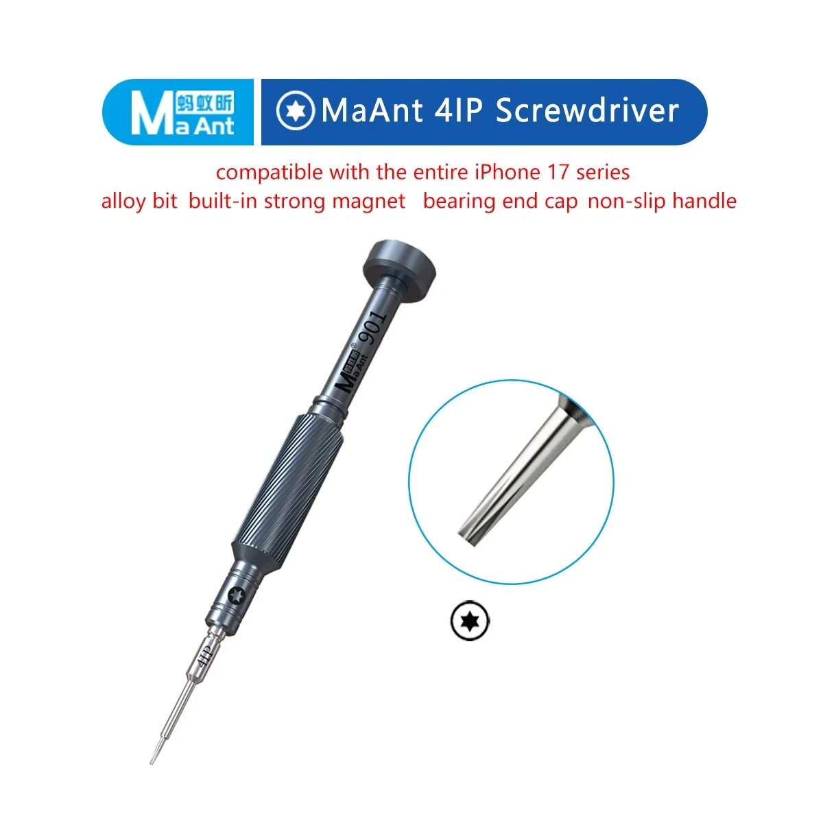 MaAnt 4IP сильная магнитная отвертка с нескользящей ручкой и насадкой из сплава для IPhone 17, отвертка для ремонта и разборки