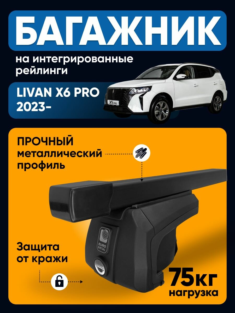 Багажник на крышу Ливан Х6 про / Livan X6Pro 2023- на рейлинги прямоугольные перекладины ET2015SZ125