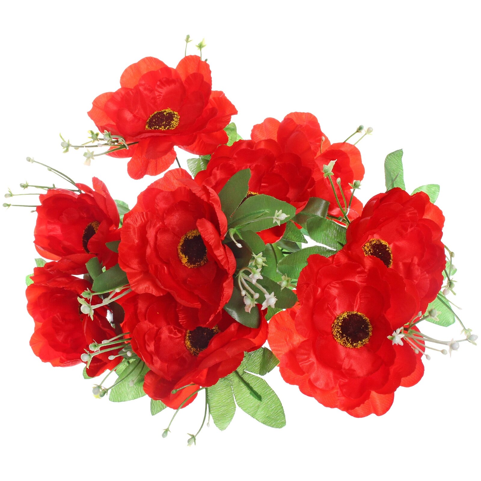 Искусственные цветы «Цветочная мелодия» маки, букет 50 см, 10 цветков, красный, пластик/полиэстер