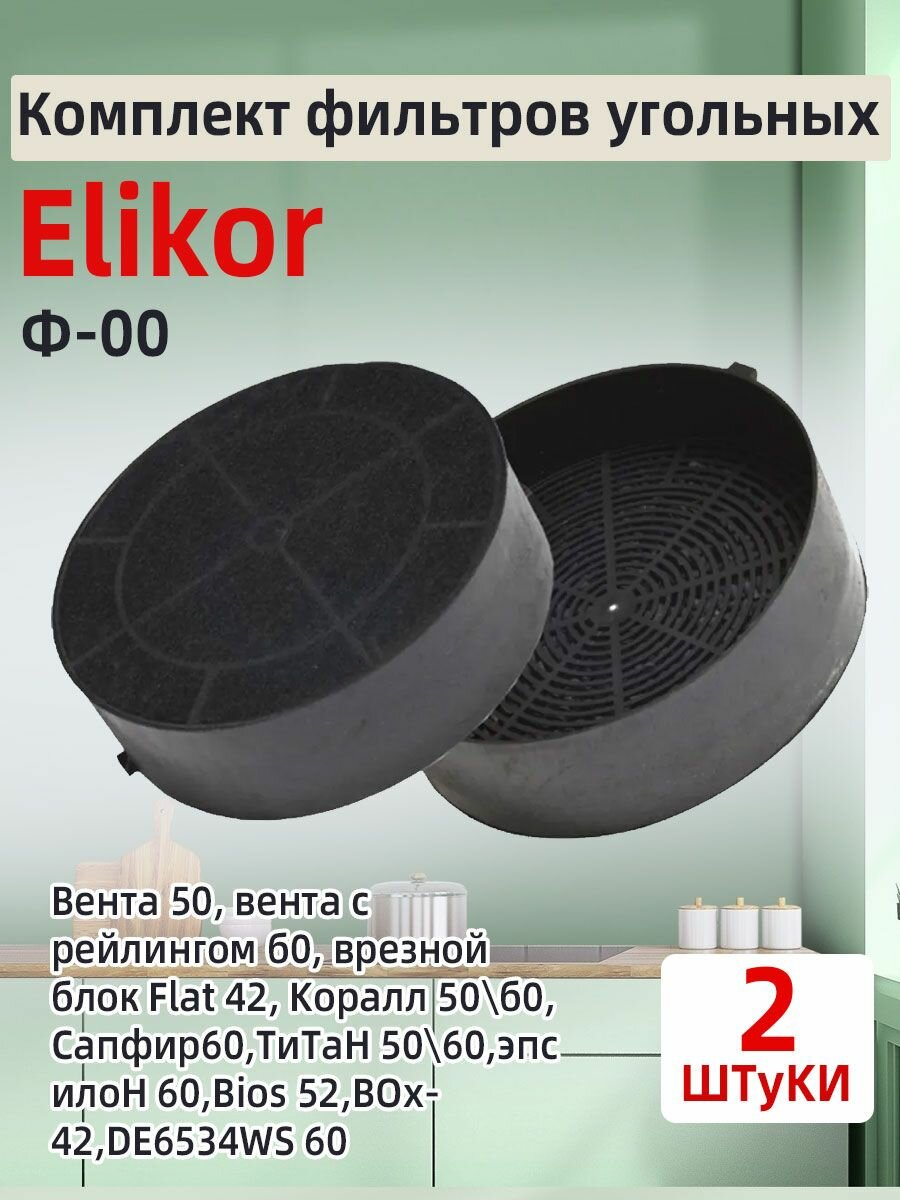 Комплект угольных фильтров для вытяжки Elikor Ф-00 ( *2 шт.)
