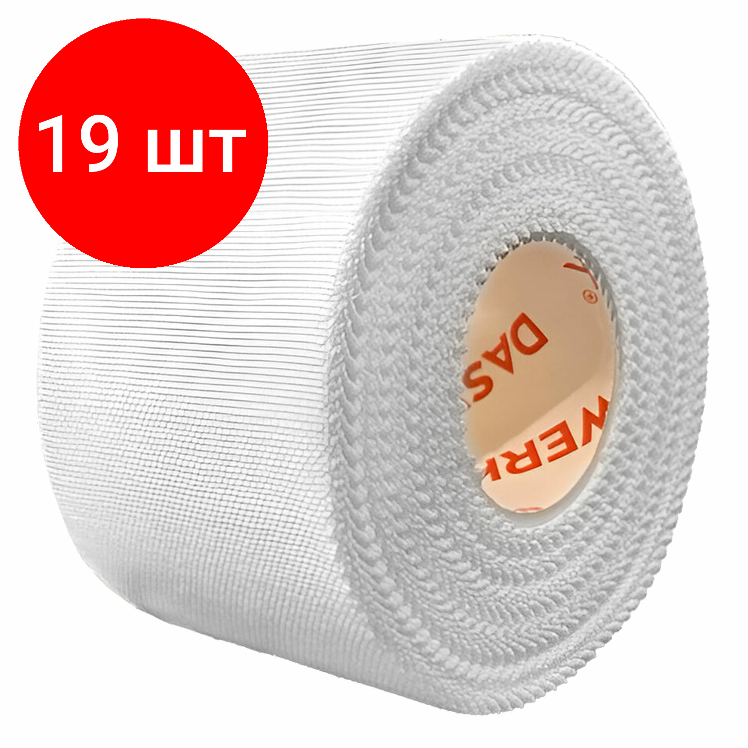 Комплект 19 шт, Спортивный тейп защитный неэластичный для жесткой фиксации,9.1м*3.8см, 1 рул, белый, DASWERK, 680044