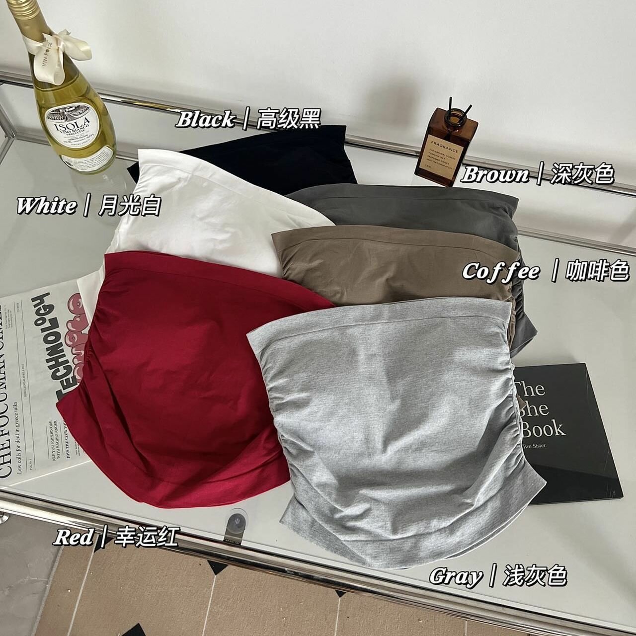 Топ-трубка Spicy Girl с подушечками для груди, повседневная верхняя одежда, облегающий крой, стройнящий, нишевый, красивый спинка, универсальный топ, без спинки, корейский стиль