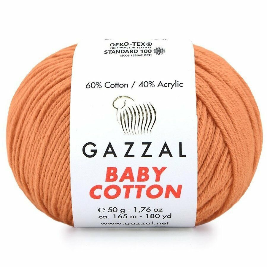 Пряжа Gazzal BABY COTTON 3465 св. терракот (5 мотков)
