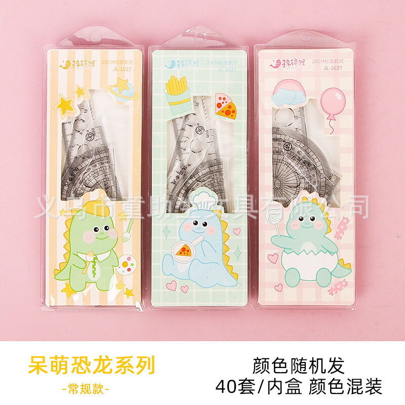 Креативный вдохновляющий набор линеек для студентов, четырехкомпонентный набор, высококачественная прозрачная линейка, треугольная линейка, транспортир, оптовый набор линеек