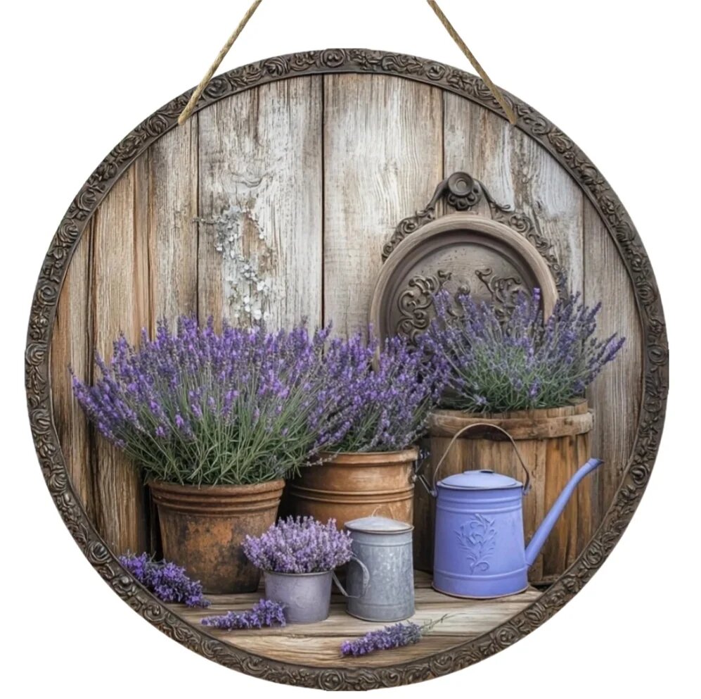 2D Ретро Круглая Деревянная Вывеска Настенное Искусство, Лавандовая Тема, Подходит Для Дома, Гостиной, Бар, Кухни, Украшения .