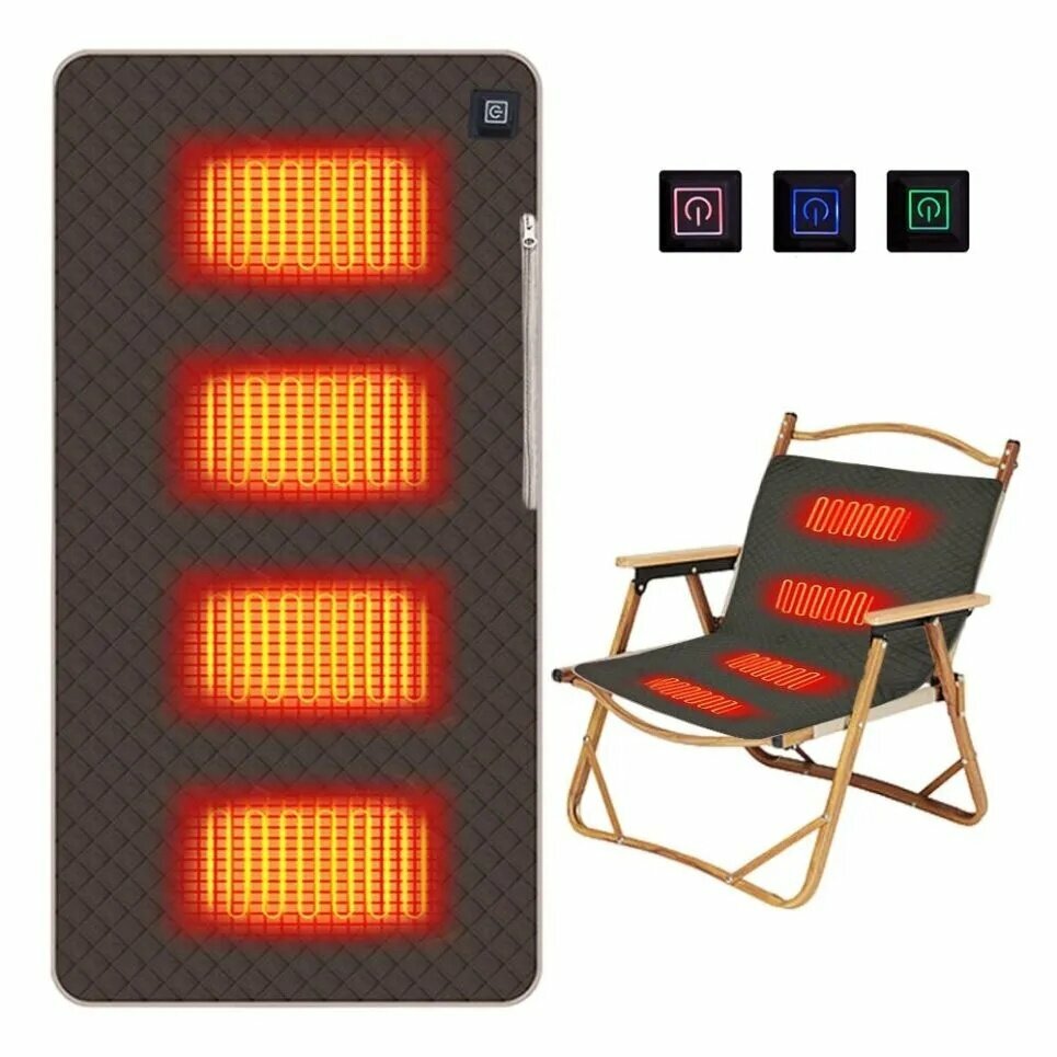GEALFIS Коврик с подогревом 45x90 см, 4 зоны нагрева, USB питание. Для дома, кемпинга, офиса, эксклюзивный дизайн