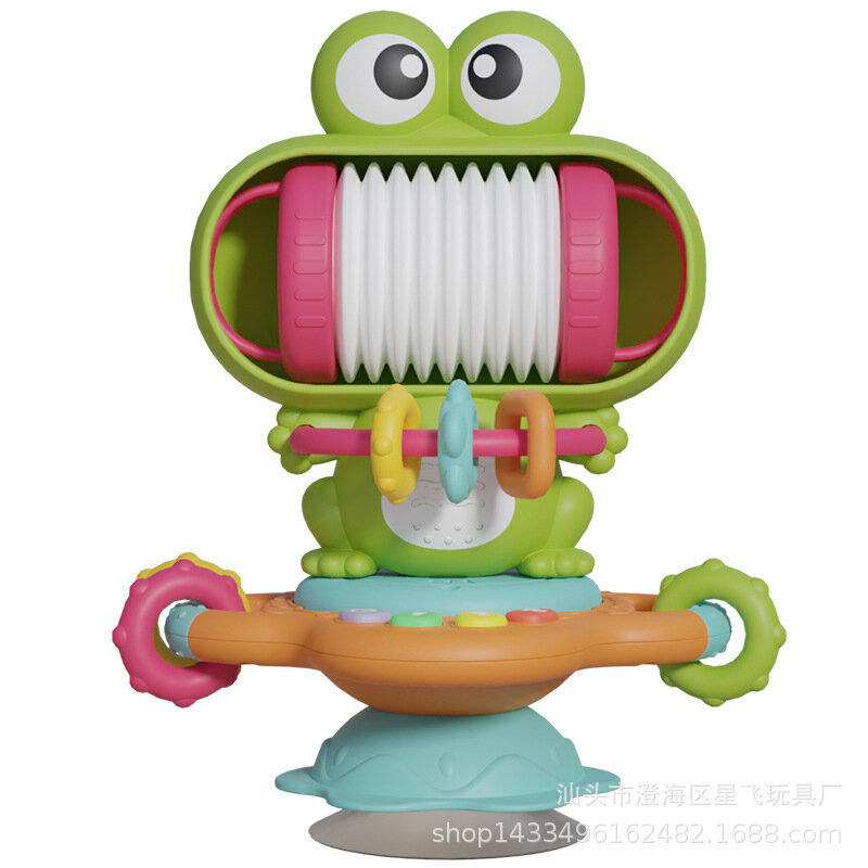 Музыкальная развивающая игрушка для детей 0-1 года, белый гусь, обучающая игрушка для стола с присоской, вращающийся орган, игрушечная машинка