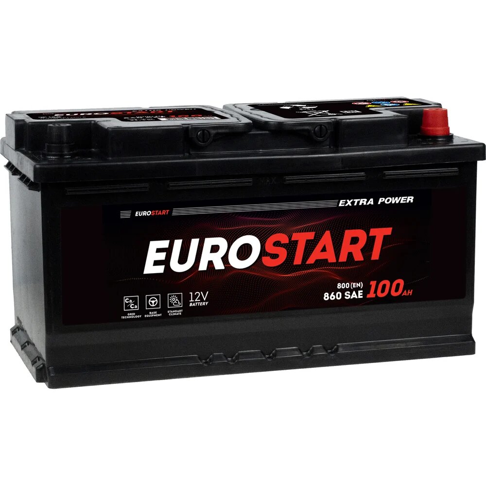 Аккумулятор EUROSTART Extra Power EU1000, 100 Ач, для легковых авто, кальциевый