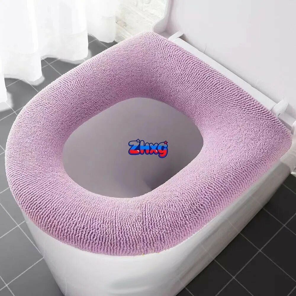 Чехол на унитаз, трикотажный, утепленный. Эластичный, многоразовый, для всей семьи