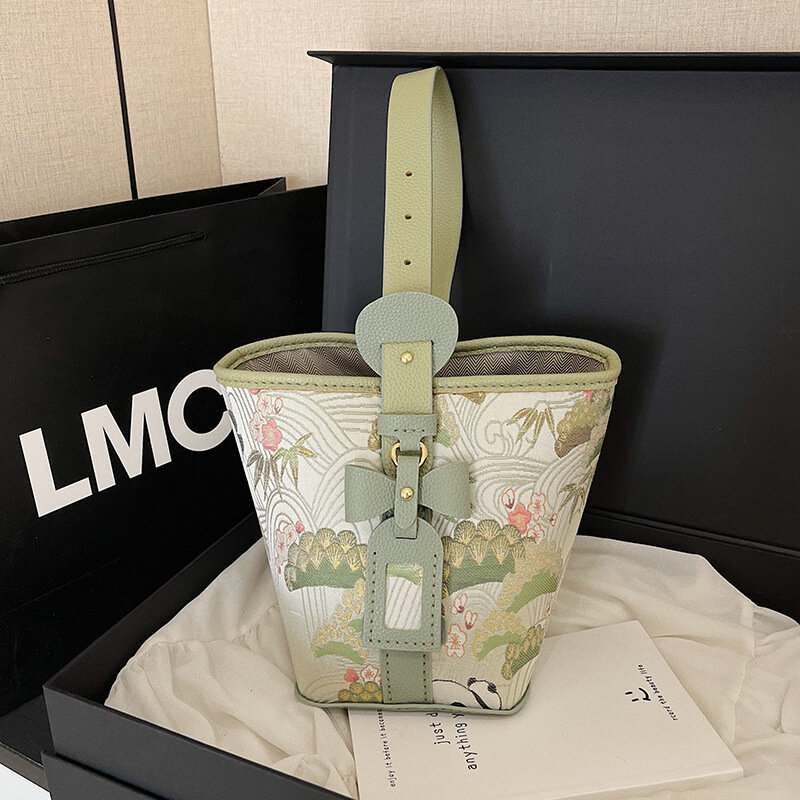 Новая сумка-тоут в китайском стиле из брокада, настраиваемый комплект ткани, ручная работа, сумка-ведро, одно плечо, кроссбоди, женская сумка, нишевый стиль