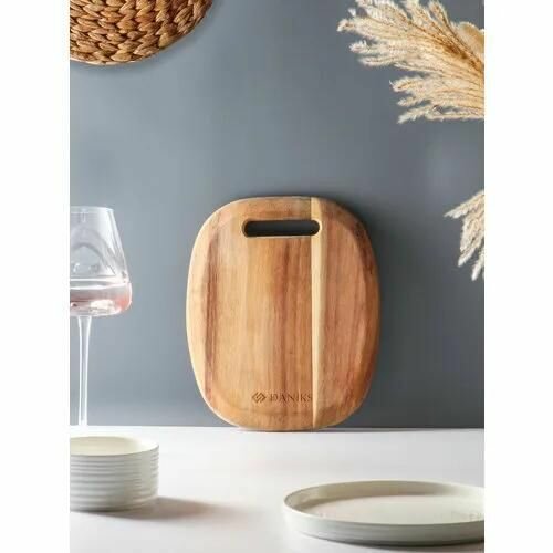 Доска разделочная Daniks из акации, 24х20х1,6 см, с ручкой, прямоугольная