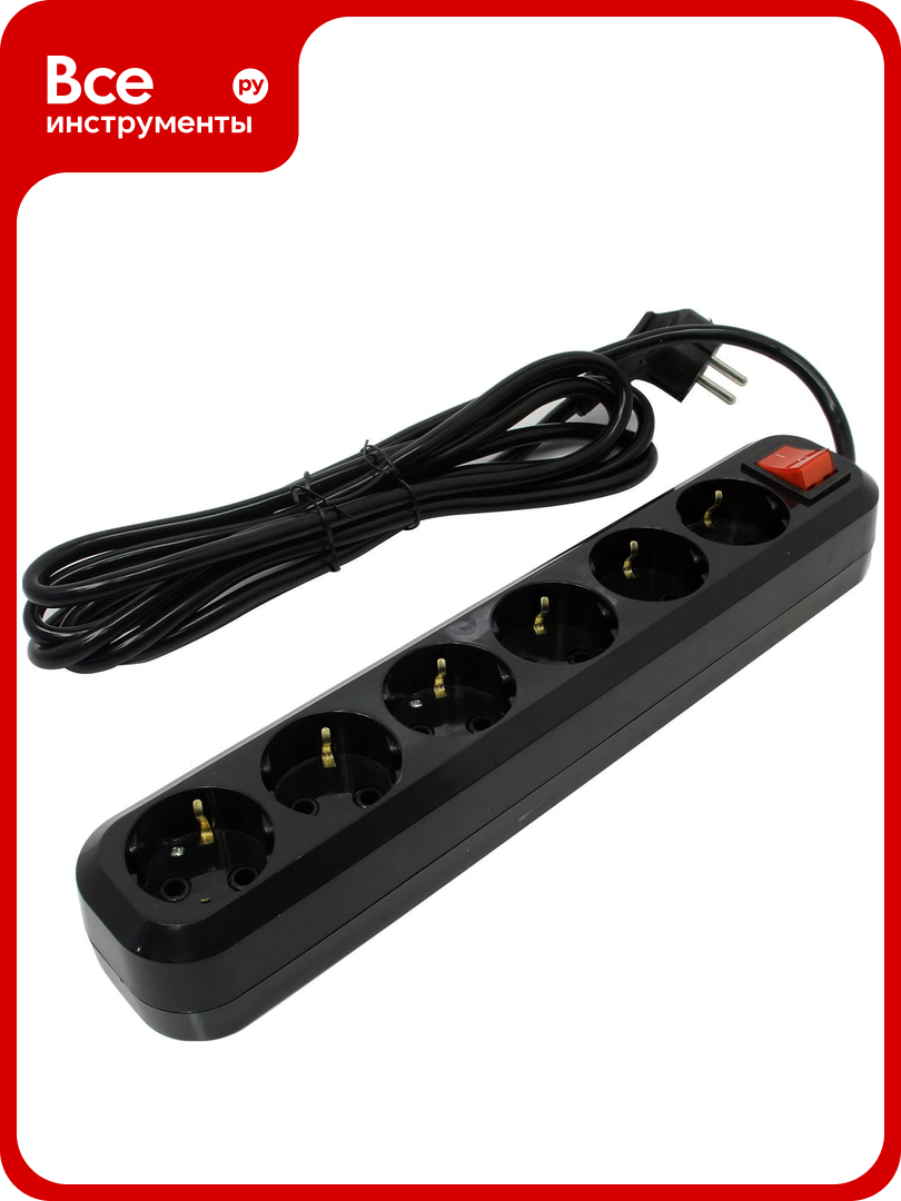 Сетевой фильтр 5bites 3 м, 6 розеток, 16A, черный SP6B-330