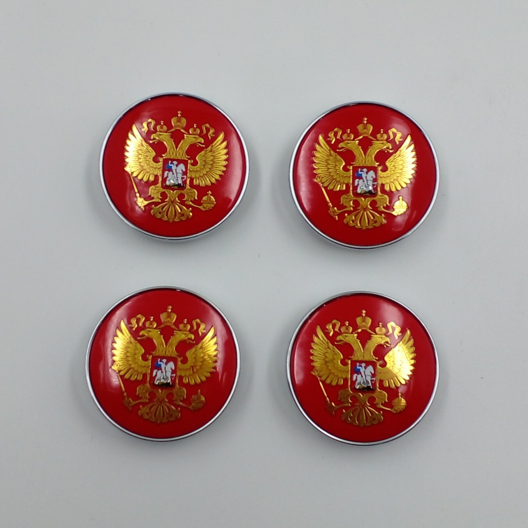 Колпачки заглушки на литые диски с логотипом Герб России 60 мм 4 шт