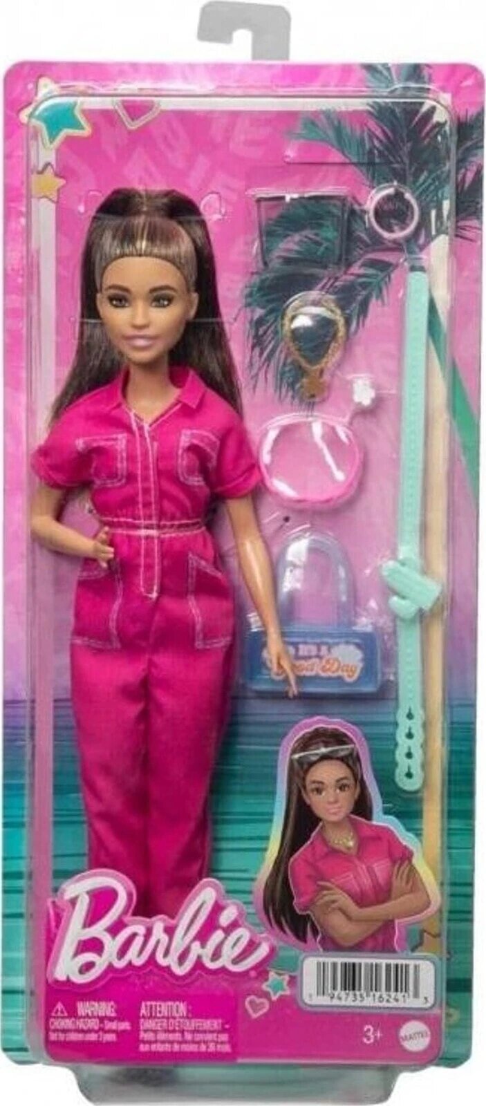 Кукла Barbie (Барби) Deluxe Стильная кукла брюнетка в розовом комбинезоне HPL75/HPL76