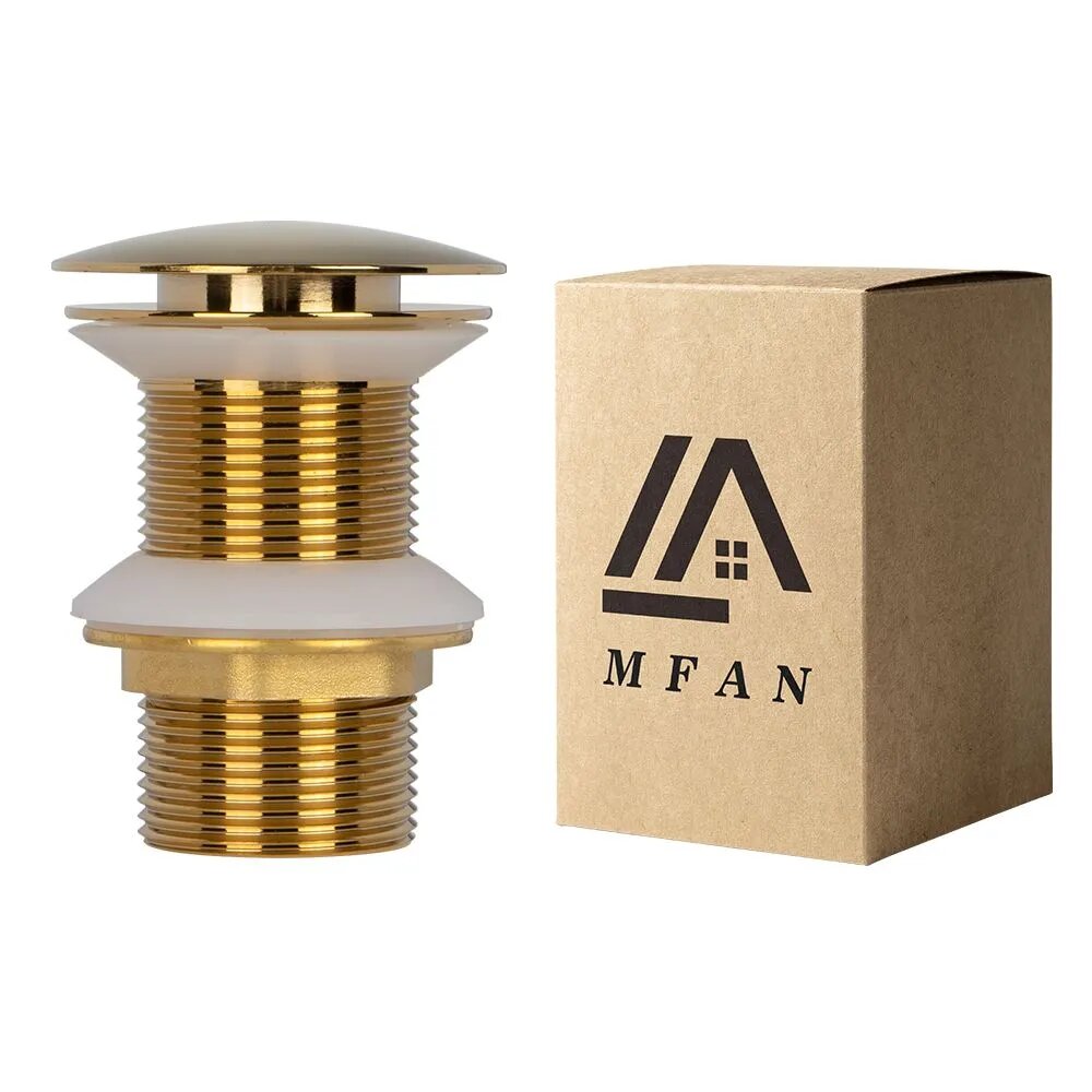MFAN, донный клапан для раковины без перелива, Клапан Клик-Клак, Защита от запаха и засорения, Съемный для чистки, Выпуск для мойки G1-1/4, латунь, Полированное золото