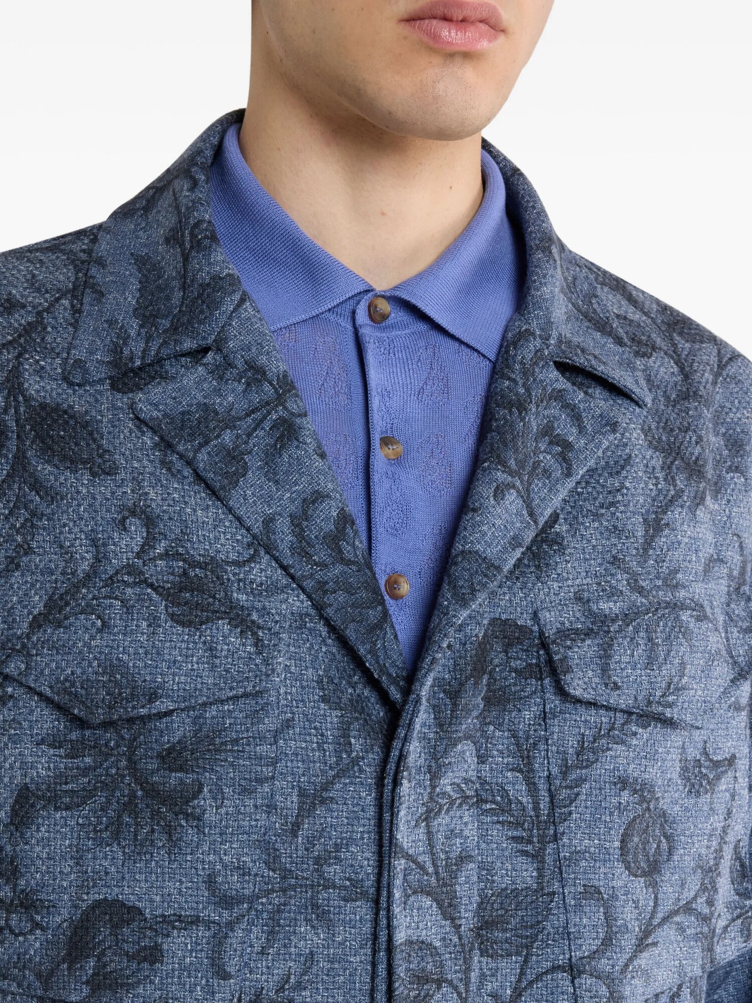 Куртка ETRO Floral-print jacket, размер M, blue — фото 1