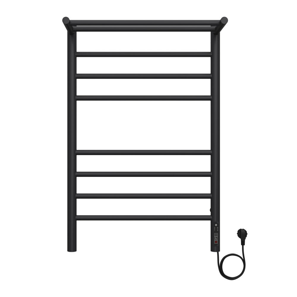 Полотенцесушитель электрический Terminus Аврора П8 с полкой 800х532 мм 1000 Вт с терморегулятором черный