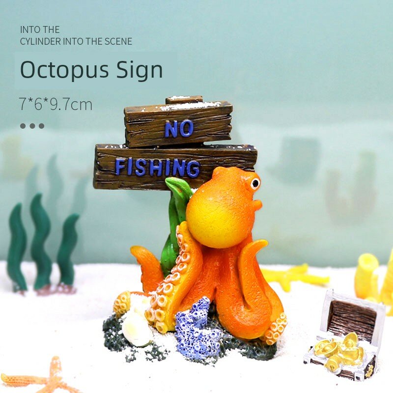 Декор для аквариума: имитация коралла, укрытие для рыб и креветок, знак-указатель (имитация коралла) Знак осьминога