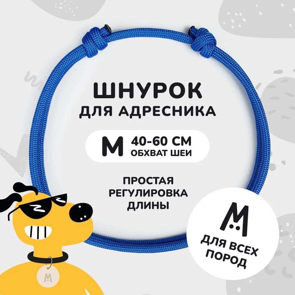 Шнурок для адресника для собак и кошек Anymeow / M (40-60 см) / синий