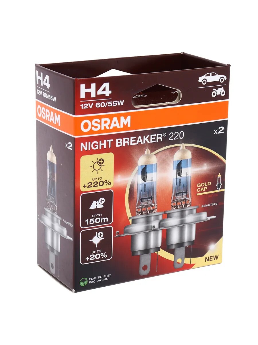 Автолампа H11 (55) PGJ19-2+220% NIGHT BREAKER 220 12V