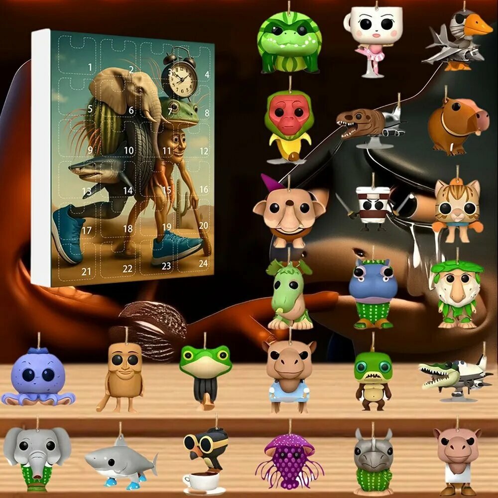 (Плоская 2D-модель)24 шт Акриловая фигурка-календарь обратного отсчета, Забавный игрушечный календарь, для детей Мальчиков и девочек