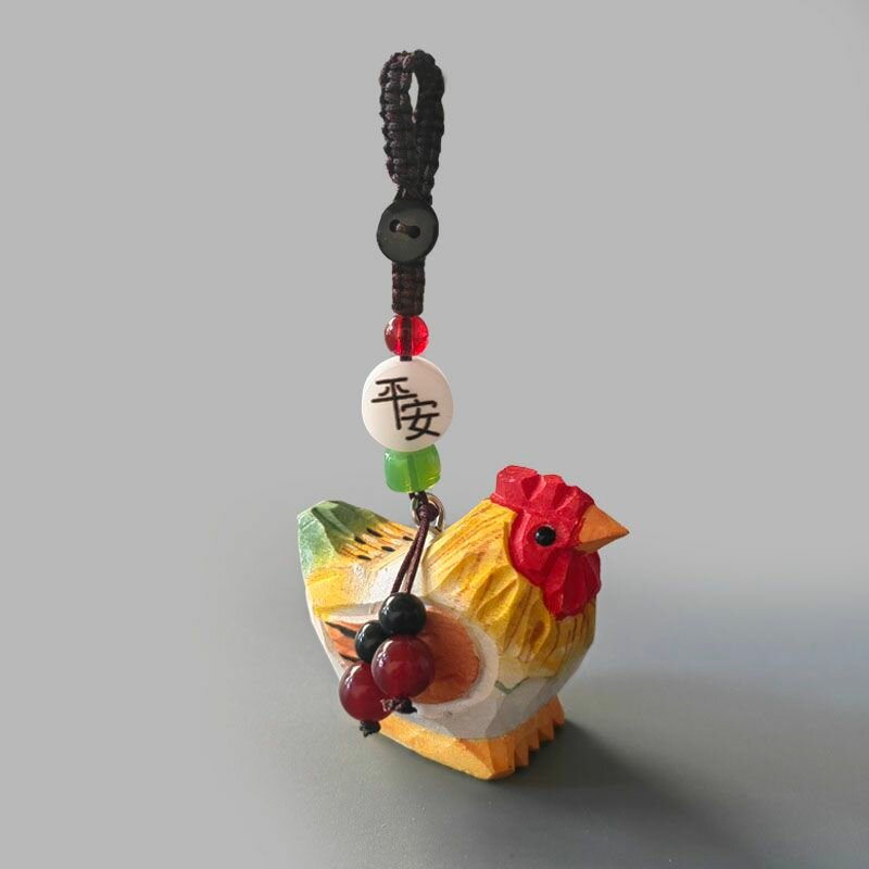 Резьба по дереву, подвеска в виде маленького петуха, чистое массивное дерево, ручная резьба, подвеска для сумки, школьного рюкзака, ключа от машины, высококачественный креативный подарок