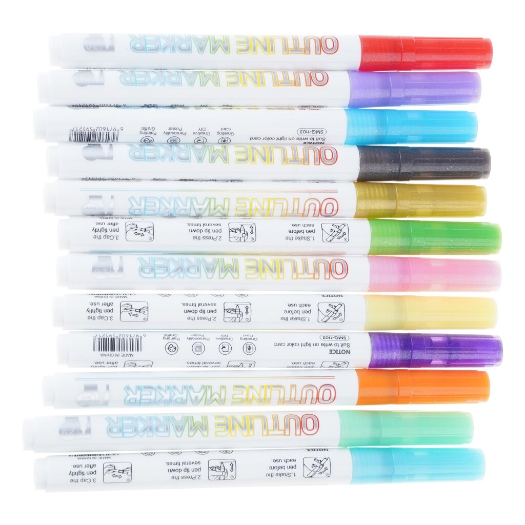 Контурные Ручки, Металлические Контурные Фломастеры для Подарков, Двухлинейные Контурные Ручки