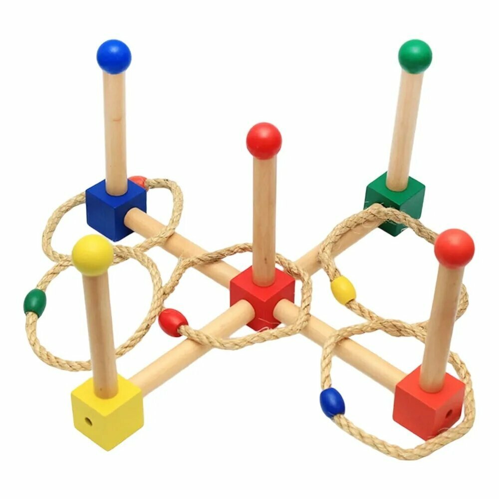 Игровой набор "Кольцеброс", деревянное основание 4x20см, кольца 12см
