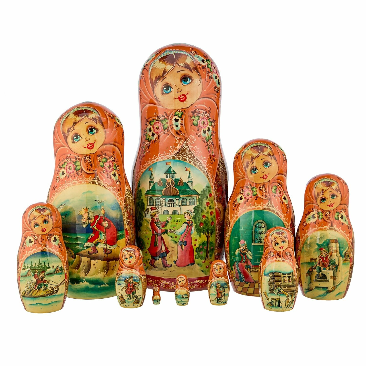 206853 матрешка"сказка". h=33 см, 10 мест