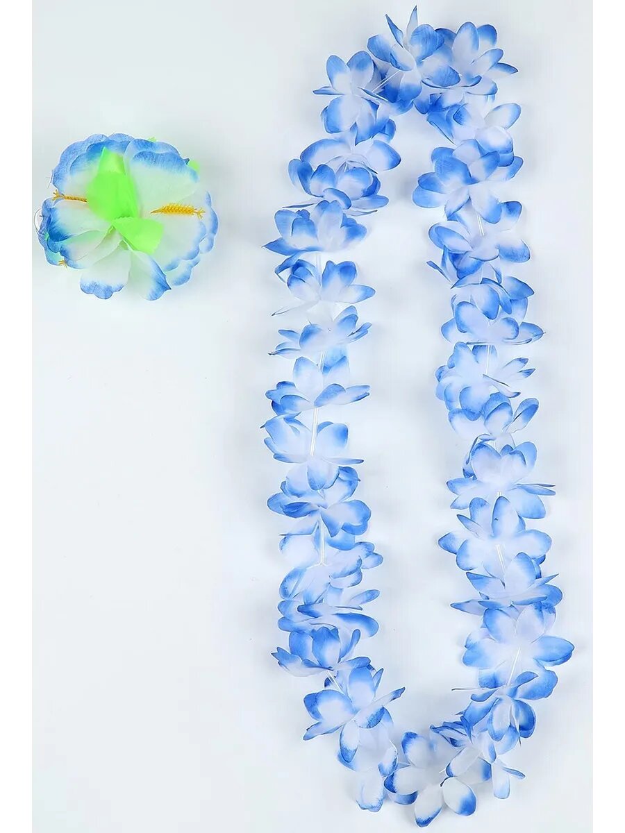 Гавайский костюм: зажим с цветком, венок