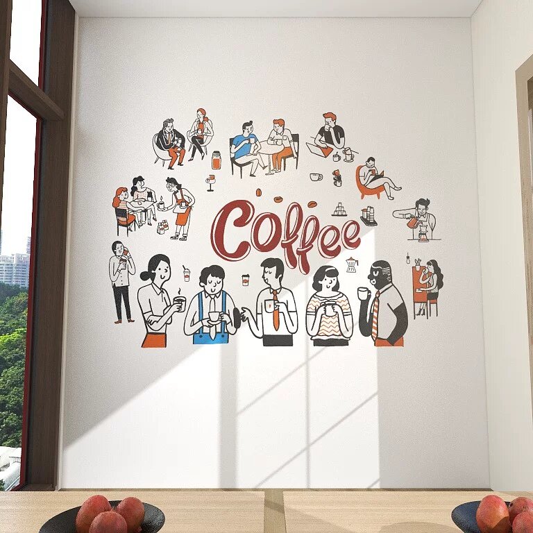Водонепроницаемые и легко наносимые наклейки для фоновых стен в кафе и ресторанах, имитирующие ручную роспись граффити,