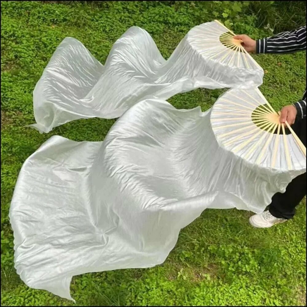 Вейлы для танцев шелковые - 2 шт, для правой и левой руки, Длинный шелковый веер