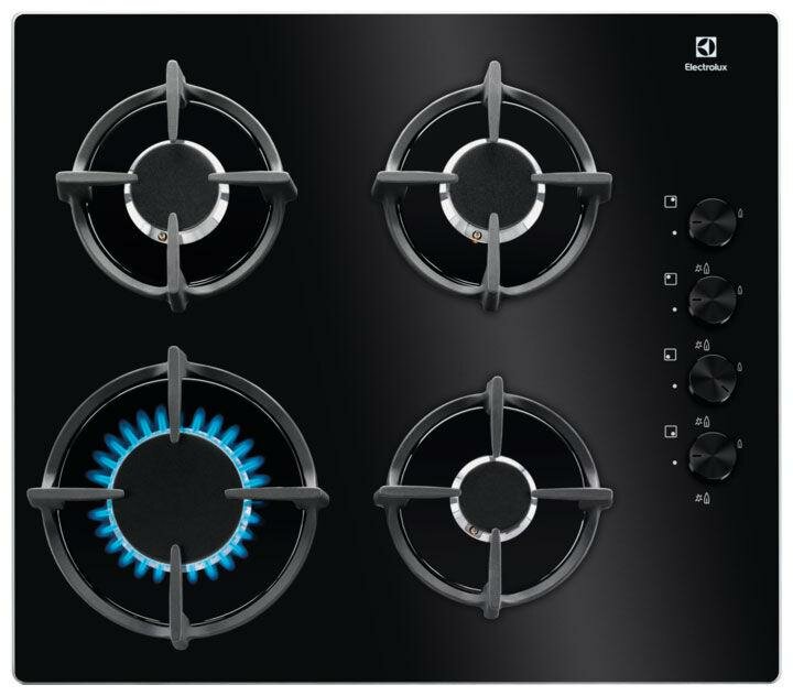 Варочная панель газовая Electrolux EGG6407K черное стекло, управление справа
