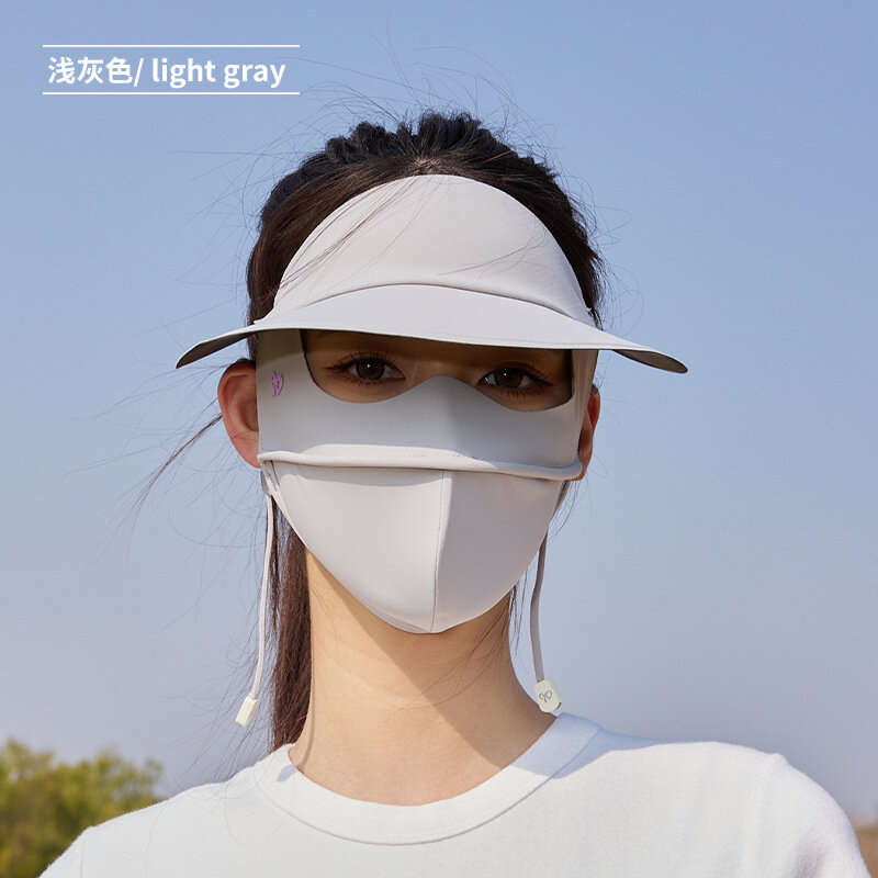Новая маска от солнца Facekini с черным резиновым краем, летний солнцезащитный козырек, защита от УФ-излучения, полная маска из ледяного шелка для женщин
